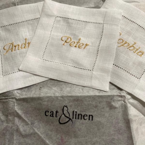 Personalized Monogram Embroidered Linen Napkin, Custom Initial Dinner ...