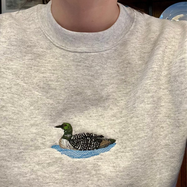 Loon Embroidered Sweatshirt - Etsy
