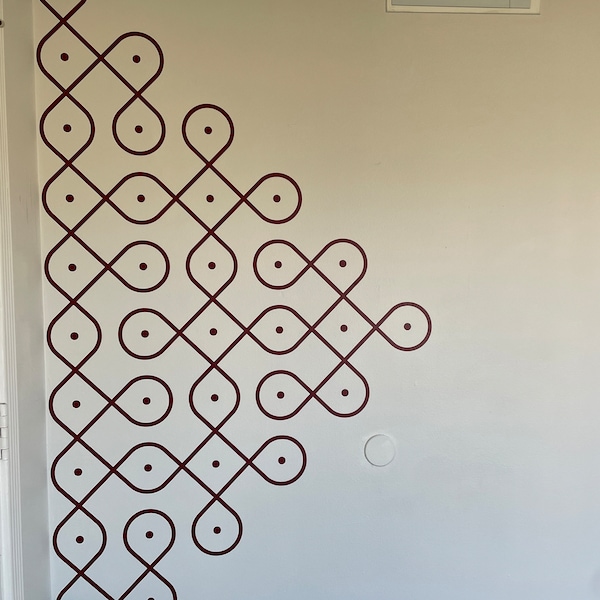 Kolam Half Wall Decal - Folk Indian Wall Art Sticker for Home - Studio ...