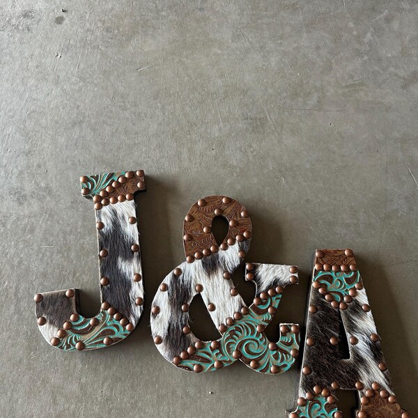 Cowhide Letters 12” - Personalized Western Wall and Shelf Decor *made ...