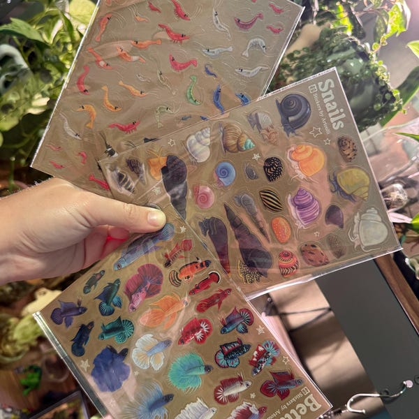 MULTIPACK Clear Aquarium Fish Sticker Sheets | 200+ Transparent ...