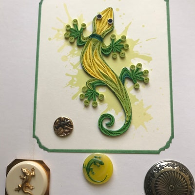 Gecko Greeting Card, Quilling Greeting Card, Handmade Greeting Card ...