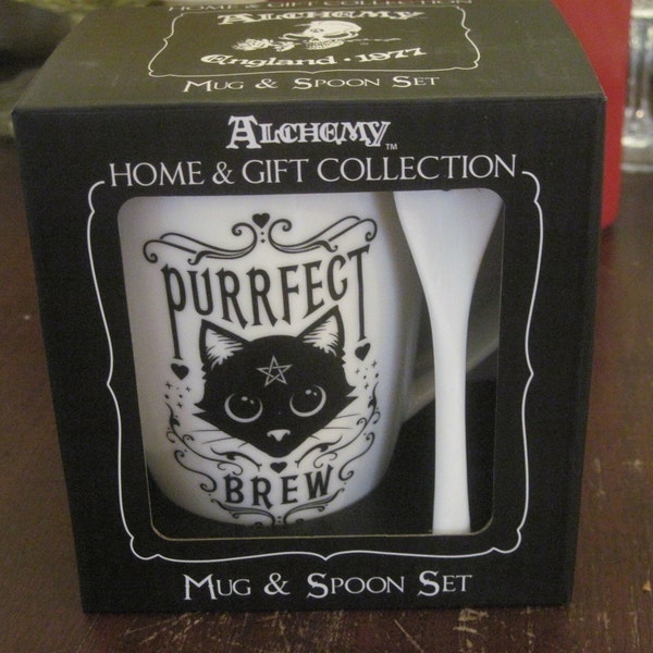 Black Cat Purrfect Brew Witch's Coffee Tea Mug & Spoon - Etsy