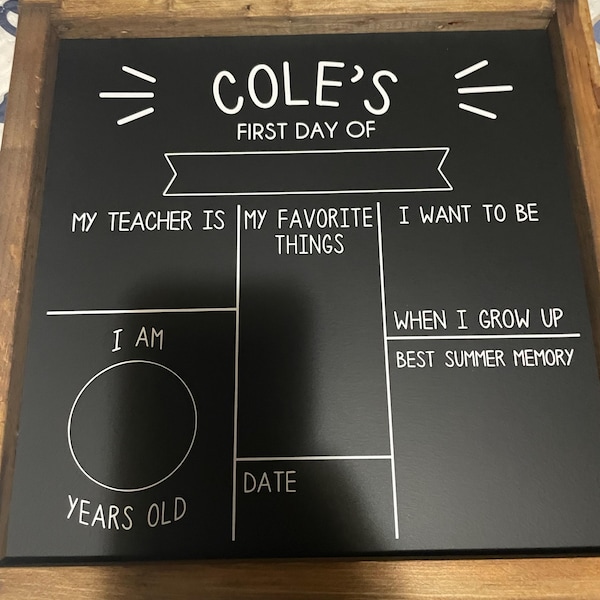 First Day of School Chalkboard Personalized Framed Double Sided First ...