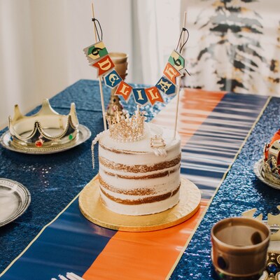 Mini Cake Banner Bunting Centerpiece for Medieval Knight Birthday Party ...