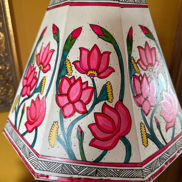 Large Floor Lamp Shade in Vintage Style Plain Hand Painted Leather ...