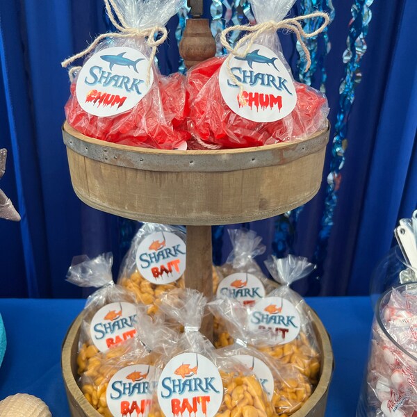 Shark Bait Stickers, Shark Chum Stickers, Shark Party, Shark Stickers ...