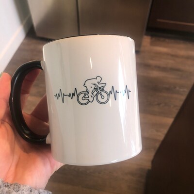 Cycling Heartbeat Mug Funny Cyclist Coffee Mugs Bicycle - Etsy