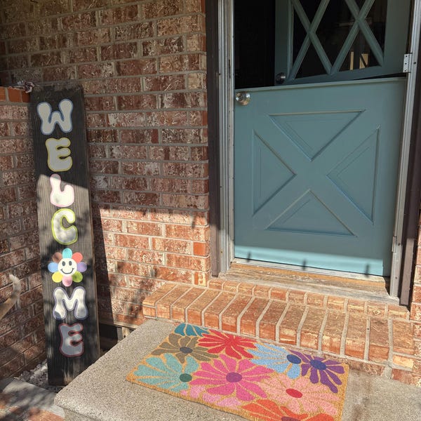 Retro Flower Coco Doormat, Colorful Daisy Welcome Mat, Cute Floral Home ...