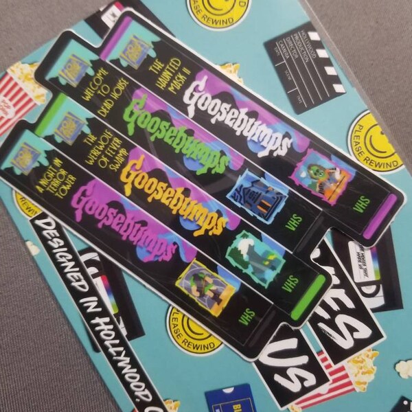 80s Classic Horror Movie VHS Stack Sticker Popcorn - Retro Scary ...