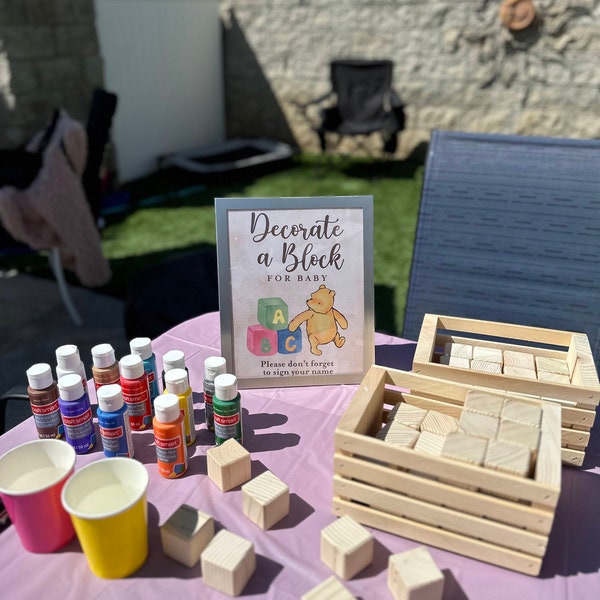 Unfinished Wood Blocks,26 Wood Baby Blocks 1 1/2" Square With Wood ...