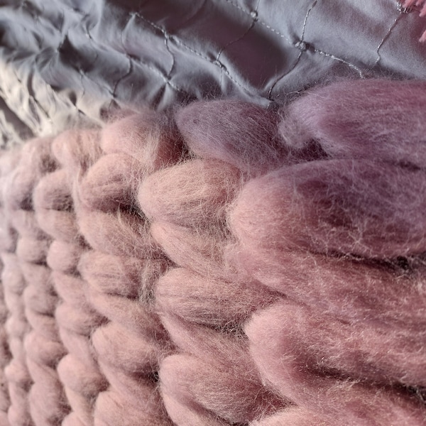 Lilac Throw Blanket, Chunky Knit Blankets Purple Throws, Violet Blanket ...