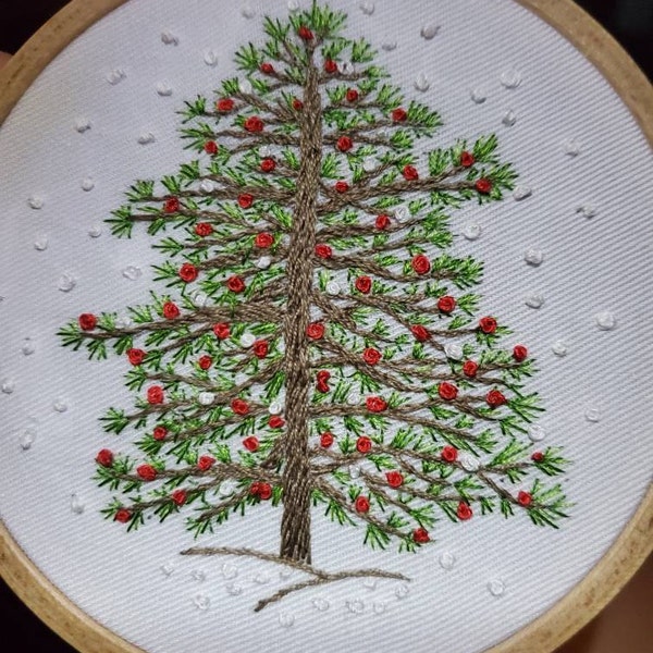 Christmas Tree Hand Embroidery Kit - Winter Christmas Embroidery ...