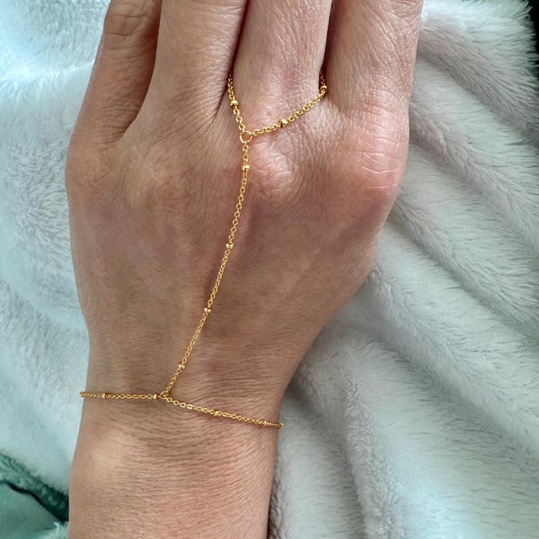 Beaded Hand Chain Bracelet by Caitlyn Minimalist • Beaded Hand Jewelry ...