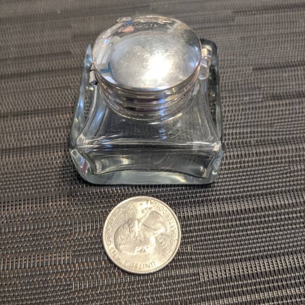 1-3/4" Square Clear Glass Inkwell Antique Reproduction With Ink - Etsy