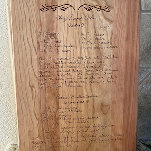 Engraved Recipe Cutting Board Handwritten Recipe Cutting Board Custom ...