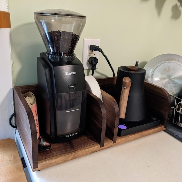 Handmade Wooden Pour Over Coffee Station: Minimalist Coffee Caddy, 2 ...