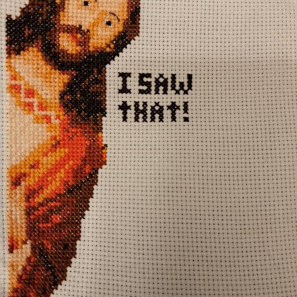 Peeking Jesus I Saw That Cross Stitch Pattern | Funny Christ Xstitch ...