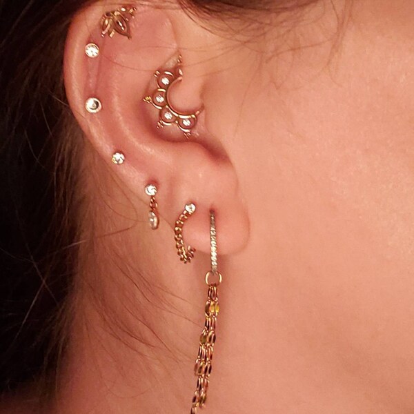 Star Conch Ear Piercing, Conch Piercing, Conch Hoop Earring, Gold ...