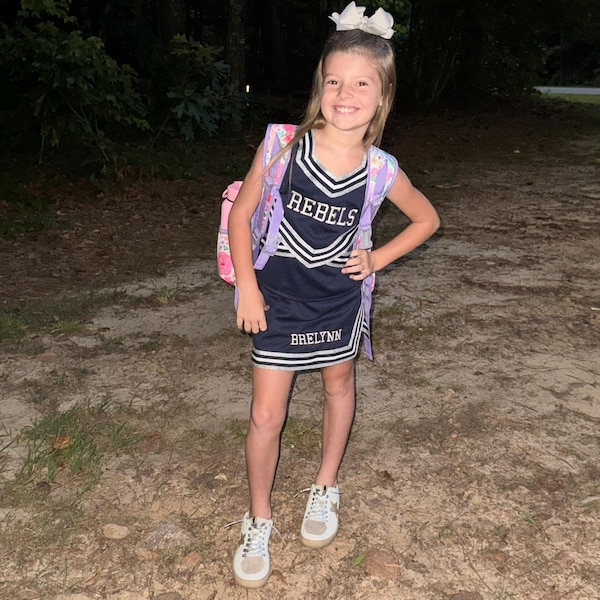 Navy Cheer Uniform, Customized Cheerleading Uniform, Girls Cheer ...