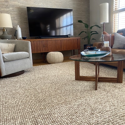 Hand Woven Knitted Chunky Loop Grey White Wool Area Rug. - Etsy