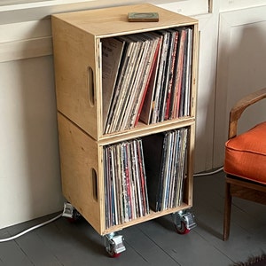 45 RPM 21 1/2 Deep Vinyl Record Storage and Display Crate Natural Light ...