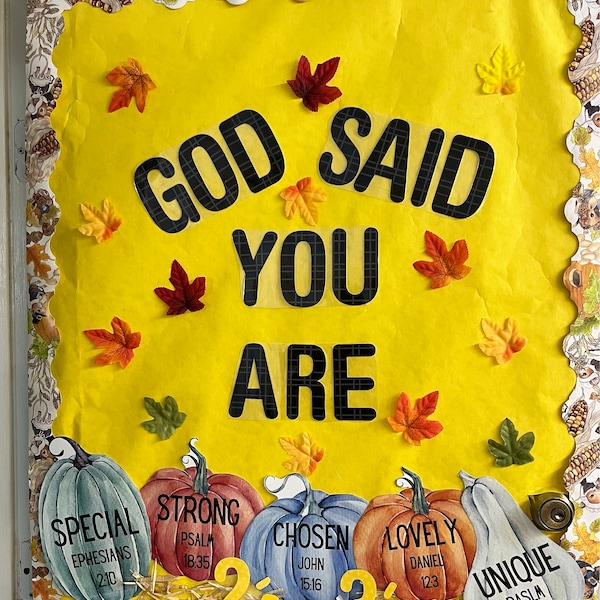 Fall Bulletin Board Christian Bulletin Board Kit God Says You Are ...