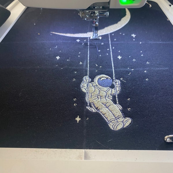 NASA MOON With Astronaut Machine Embroidery Design - Space NASA Moon ...