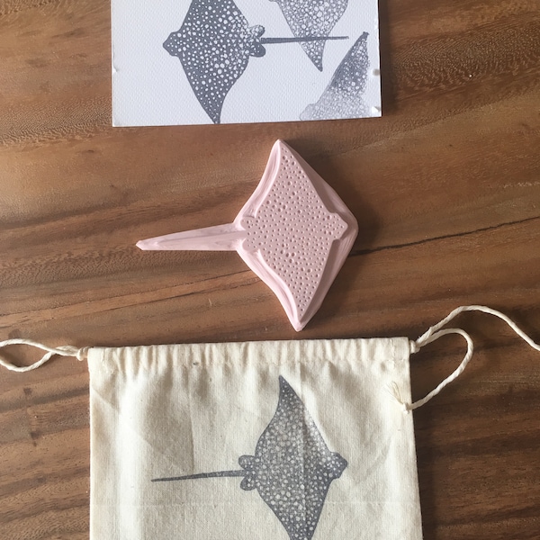 Spotted Eagle Ray Rubber Stamp, Raja Narinari, Hand Carved Animal Stamp ...