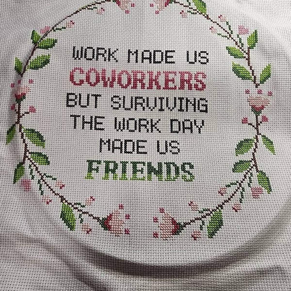Coworker Cross Stitch Pattern Friendship Office Friends Funny Work Made ...