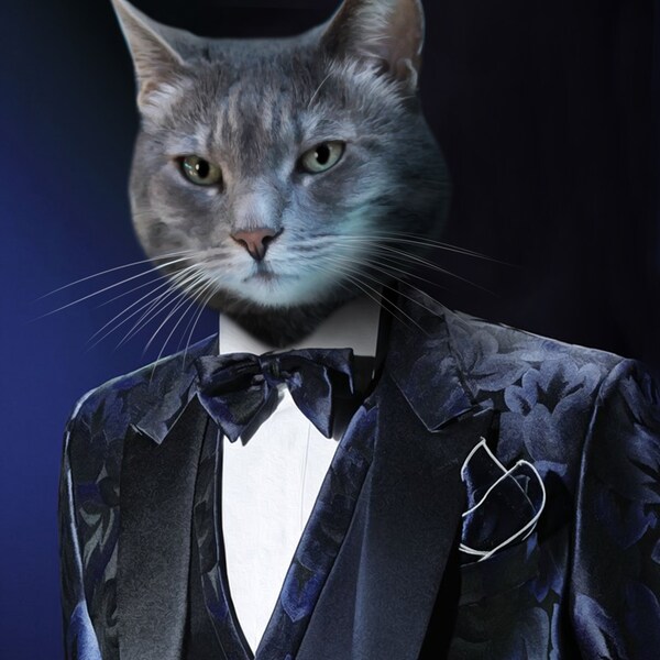 Custom Pet Portrait in Suit . Custom Animal Portrait in Suit . Custom ...