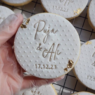 Custom Names Cookie Stamp Wedding Engagement Date - Etsy