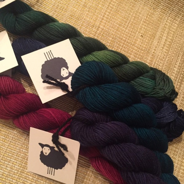 Mini Skeins Hand Dyed Yarn, Sock Weight 4 Ply Superwash Merino Wool - FOREST MULTI - Indie Dyed ...