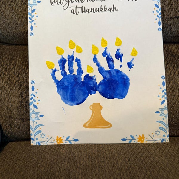 Hanukkah Craft Handprint Fingerprint Art Template Printable for Kid ...