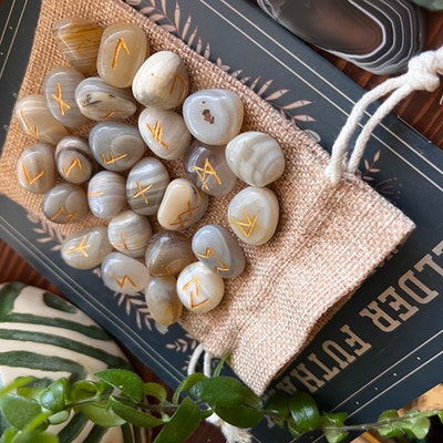 Rune Stones Gift Set Includes 21 Page Guide Book and Free Satin Lined ...