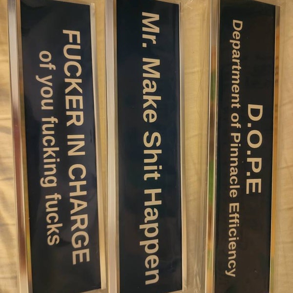 Custom Engraved Desk Name Plate: Funny Office Gift - Etsy