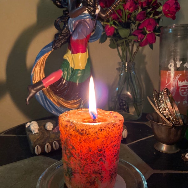 Road Opener Fixed Pillar Candle With Herbs and Oils Hoodoo - Etsy