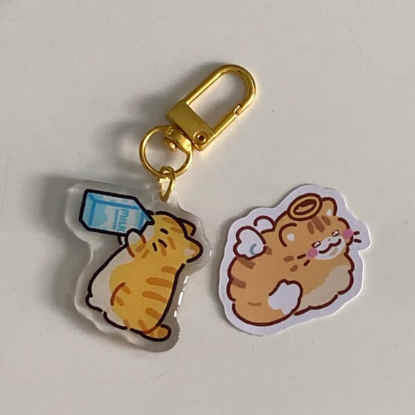 Cat Meme Keychain Double-sided Acrylic Charm - Etsy