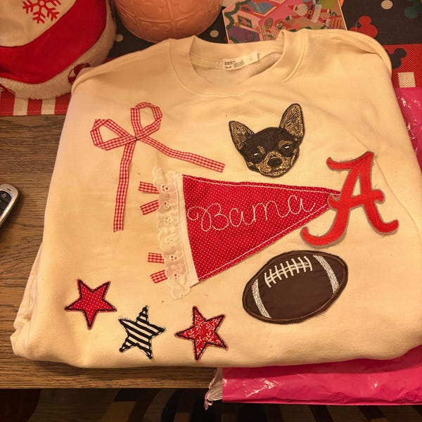 Handmade, Custom Embroidered Sports Team Sweatshirt / Can Do Any Team ...