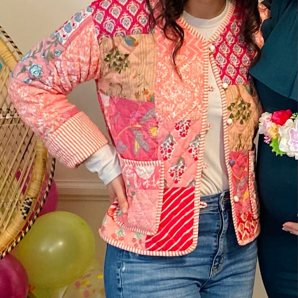 Cotton Hand Made Patch Work Reversible Jacket Multi Color Handmade ...
