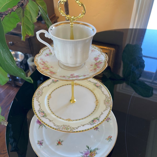 604, Three Tier Vintage Plate Stand, Royal Doulton, Chelsea Rose ...