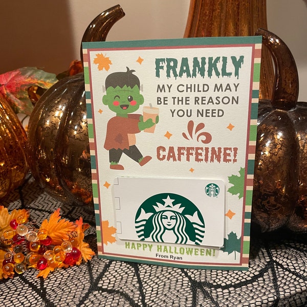 Printable Halloween Coffee Card Holder | Teacher Appreciation Gift ...
