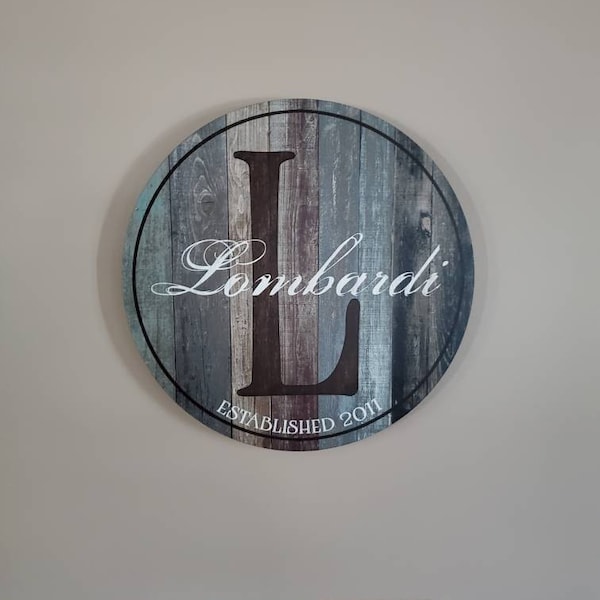 Personalized Family Established Sign, Round Personalized Family Name ...