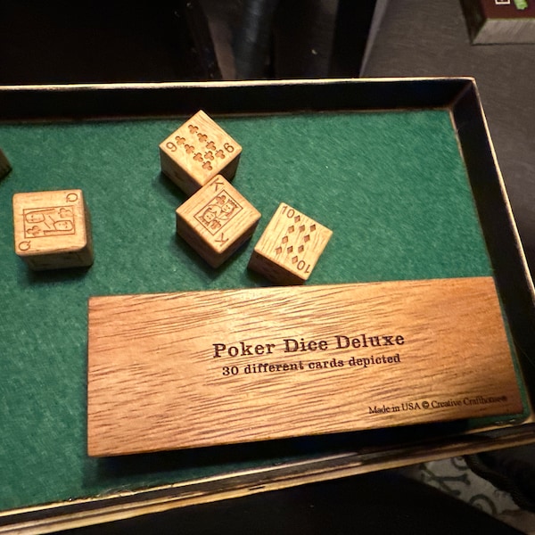 Poker Dice Deluxe in Wood Box Set, Poker Gifts for Him, Men Gift, Poker ...