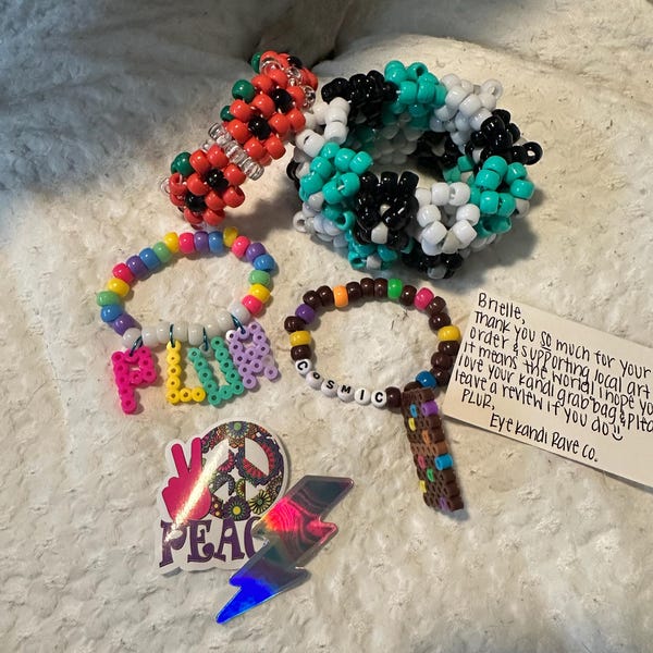 Octopus Reversible Kandi Necklace - Perler Charm Necklace - Unique ...