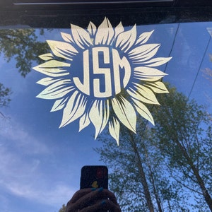 Custom Sunflower Monogram Vinyl Decal Sticker. Holographic or - Etsy
