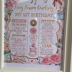 Alice in Wonderland Birthday Milestone Poster, Alice in Onederland ...