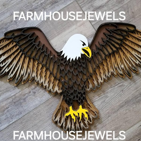 Layered Bald Eagle SVG Laser Cut File: 4-layer CNC Model (digital ...