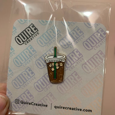 Iced Coffee Lapel Pin With Shimmering Milk Swirl - Etsy