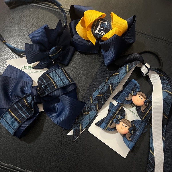 School Uniform PLAID 57 Set of 5 Pieces Navy, Yellow Gold, Royal - Etsy